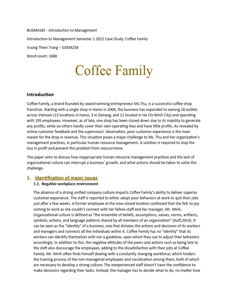 Case Study_Coffee Family_Vuong Thien Trang_s3938258 | PDF | Employment ...