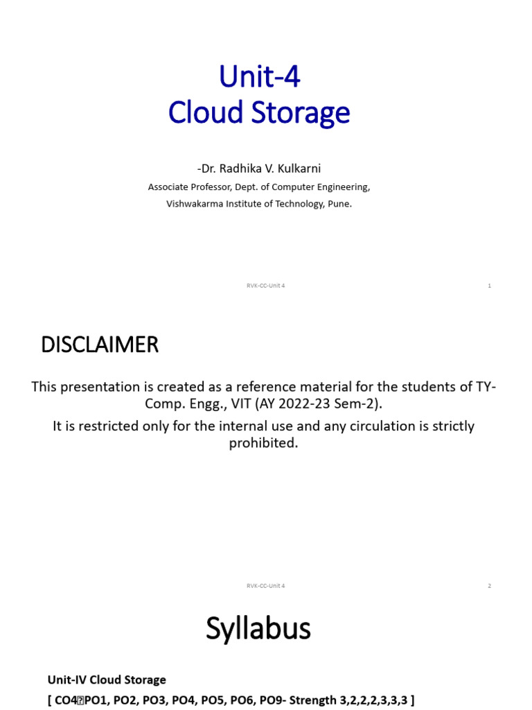 Unit IV- Cloud Storage-RVK | PDF | Cloud Computing | Open Stack