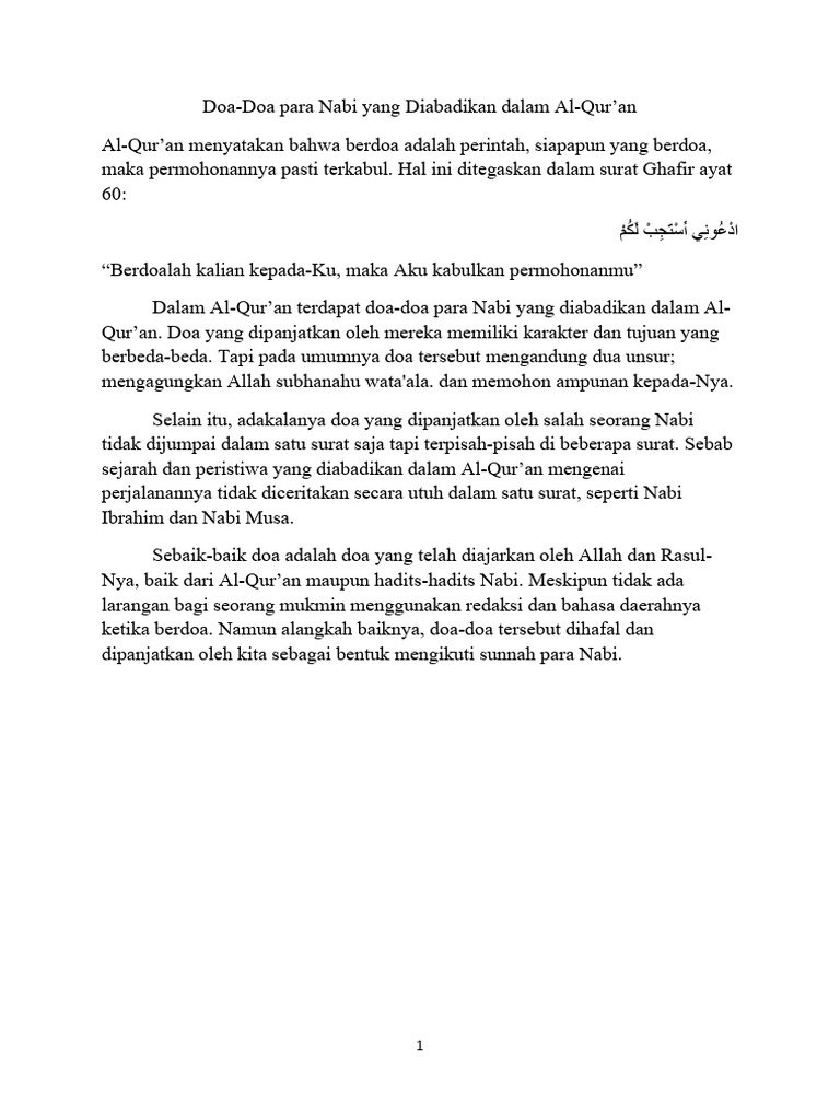 Doa Doa Nabi (Falid) | PDF