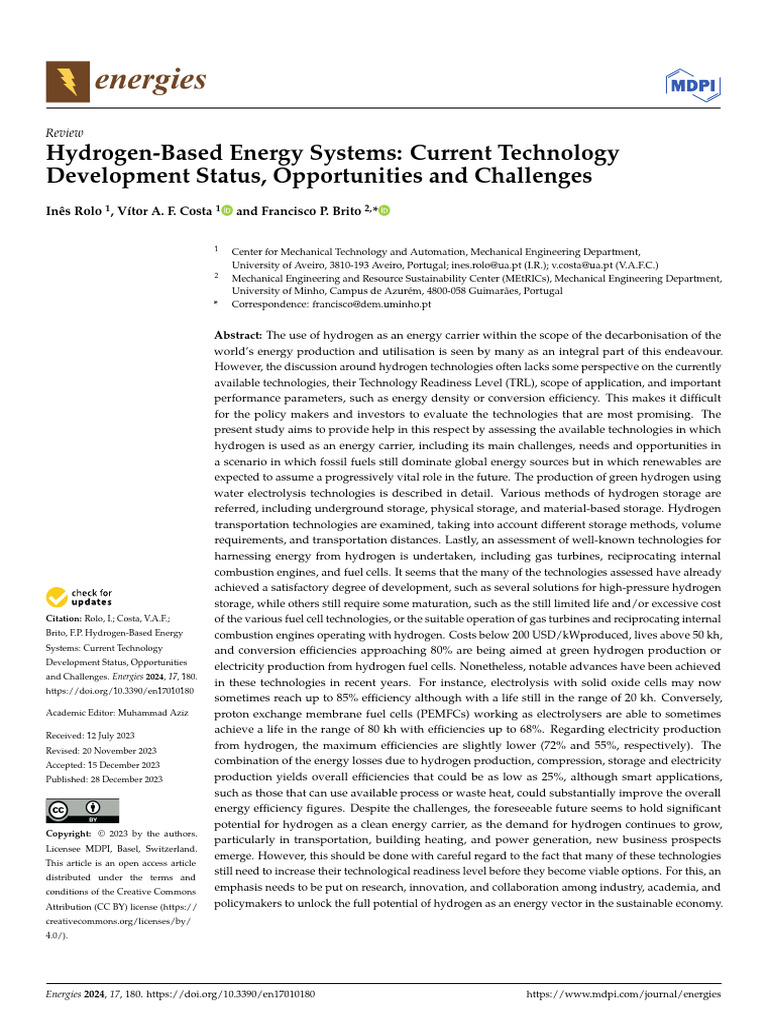 Hydrogen-Based Energy Systems - Current Technology | PDF | Combustion ...