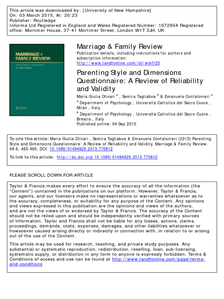 Parenting Style and Dimensions Questionnaire | PDF | Career & Growth