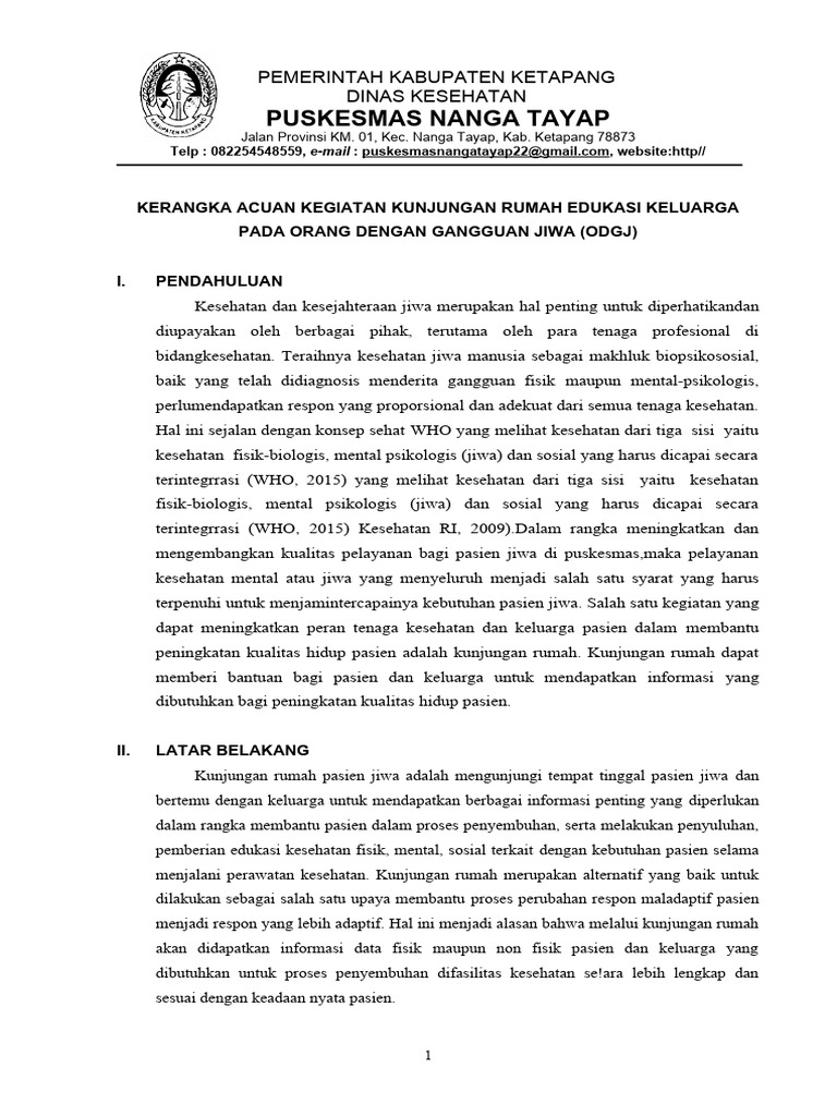 Kunjungan Rumah ODGJ di Nanga Tayap | PDF | Pengembangan Diri | Kesehatan Holistik