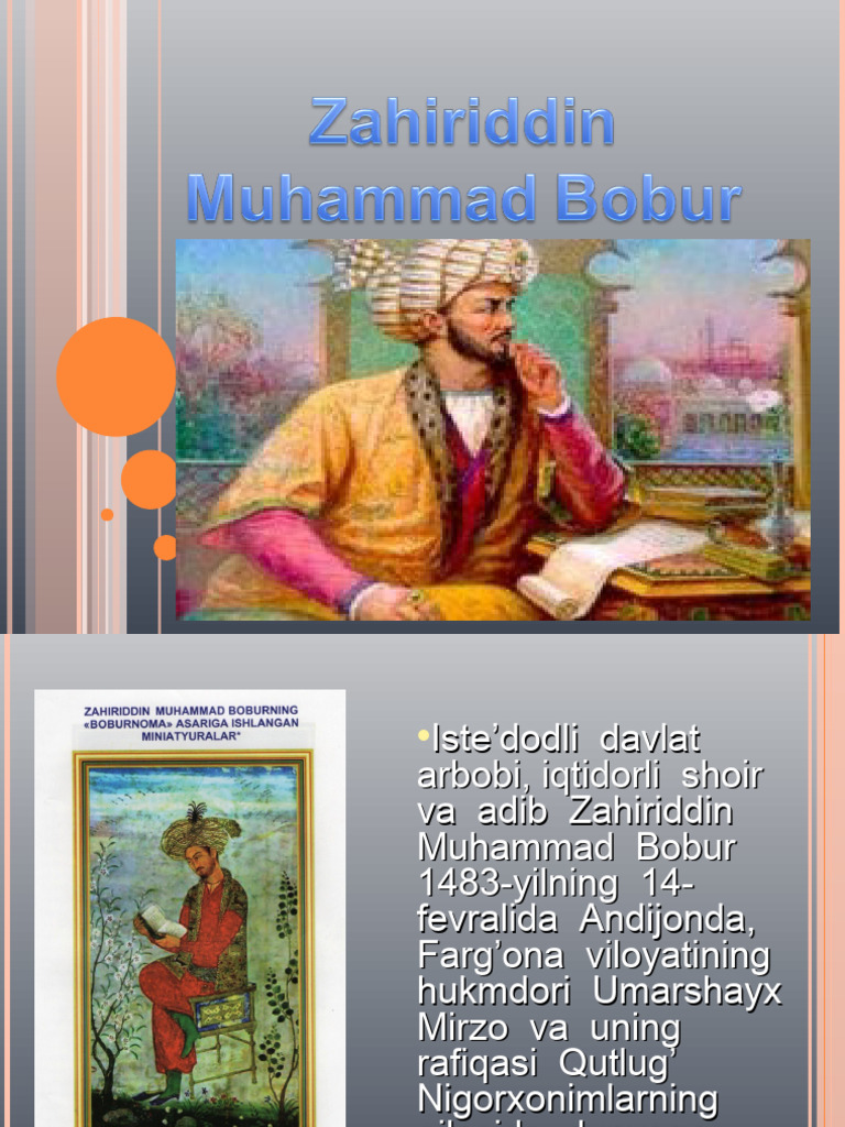 Zahiriddin Muhammad Bobur Hayoti Va Ijodi | PDF