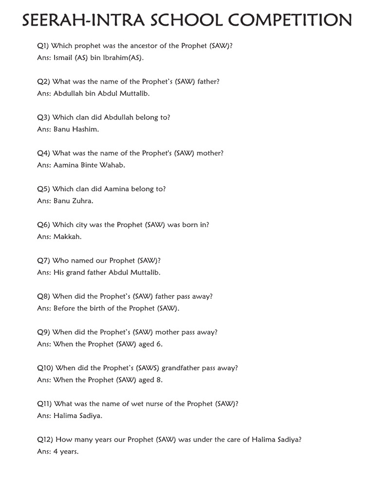 Seerah Questions | PDF