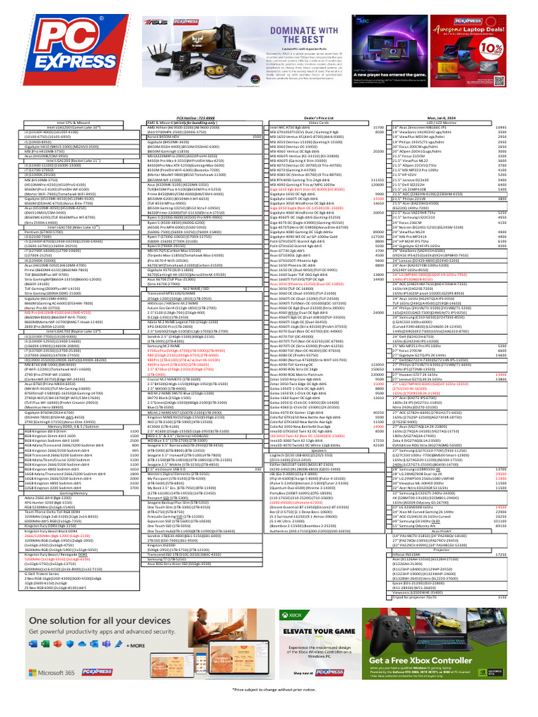 PC Express Dealers Pricelist Jan 8 2024 | PDF | Manufactured Goods | Office Equipment