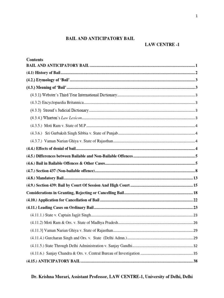 Bail and Anticipatory Bail | PDF | Bail | Arrest