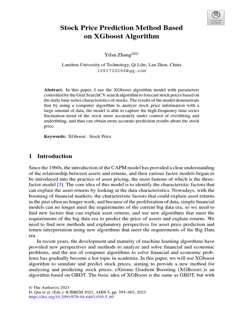 Stock Price Prediction Method Based On Xgboost Algorithm | PDF ...