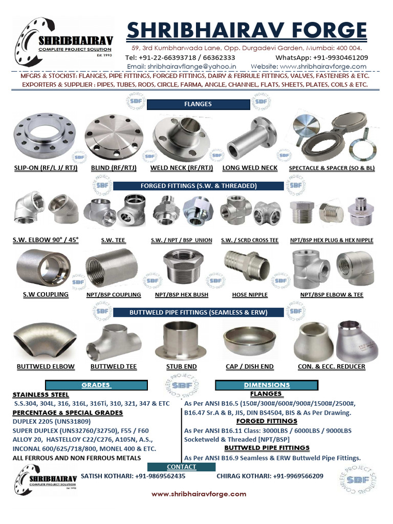 Kothari Pipe Fittings & Flanges Supplier | PDF | Pipe (Fluid Conveyance ...
