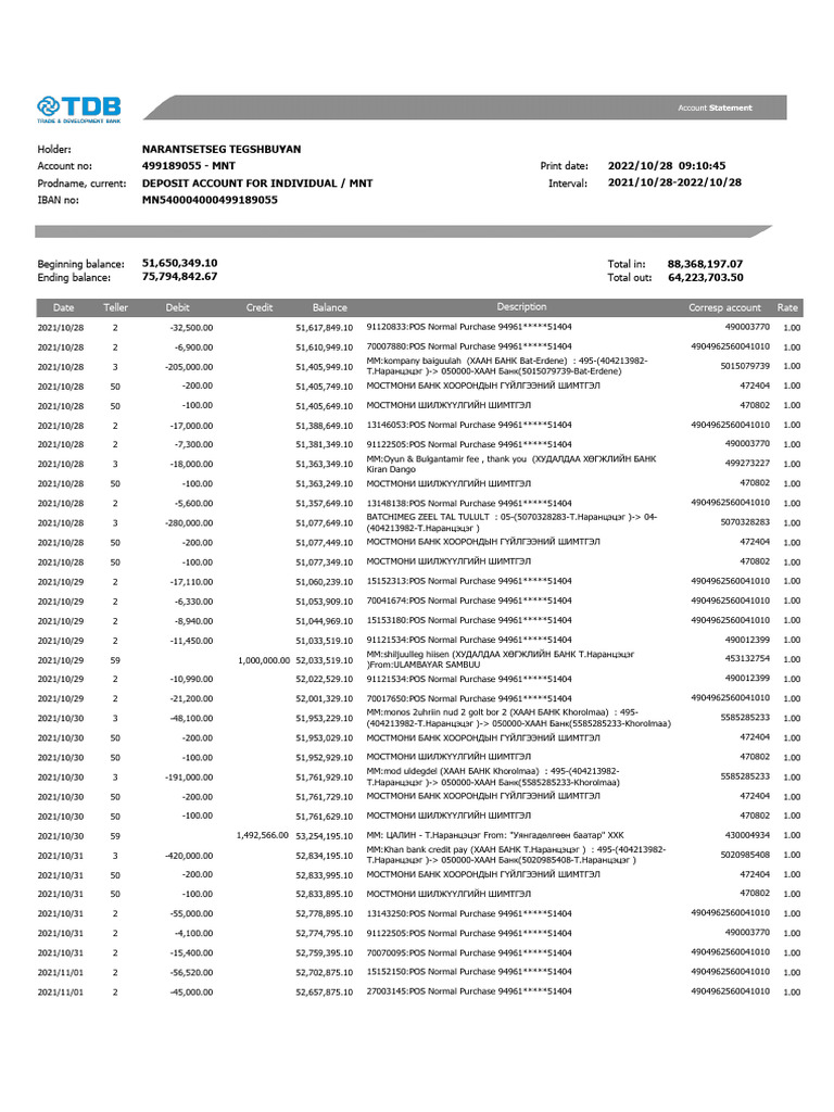 Narantsetseg TDB | PDF | Personal Finance | Corporate Jargon