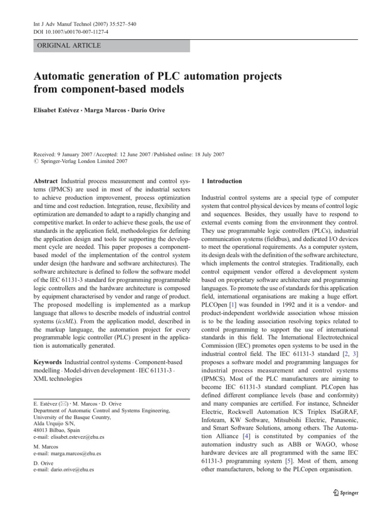 Automatic Generation of PLC Automation p | PDF | Programmable Logic ...