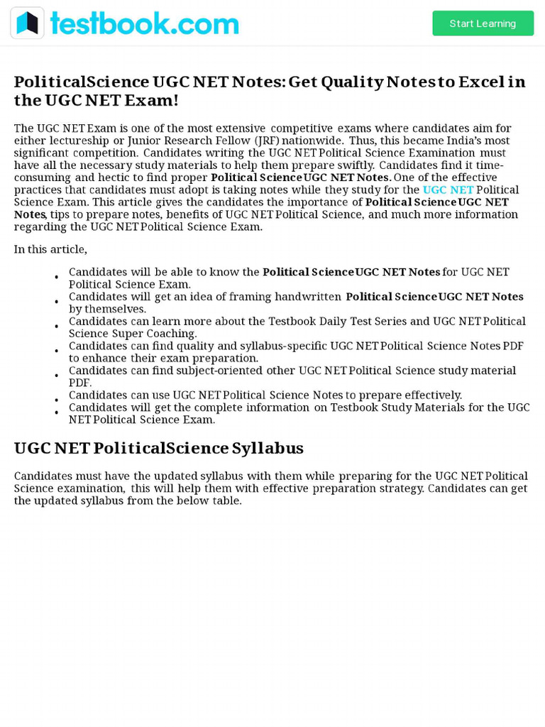 Political Science UGC NET Notes - Get Quality Notes To Excel in The UGC ...