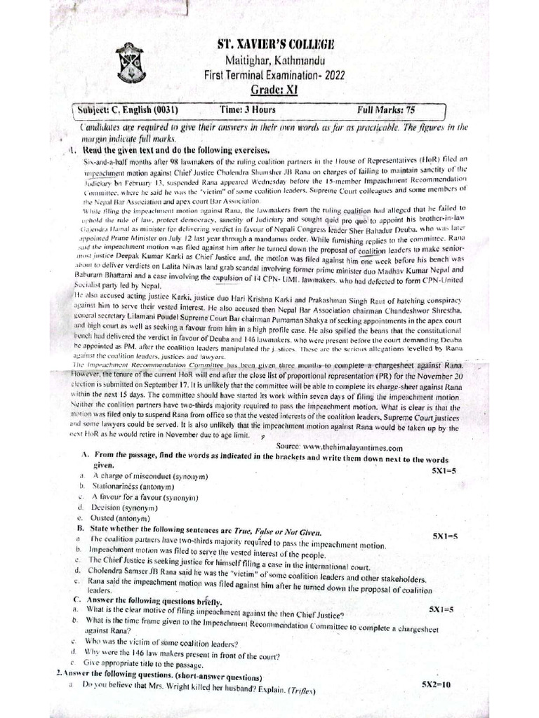 English Question Papers | PDF