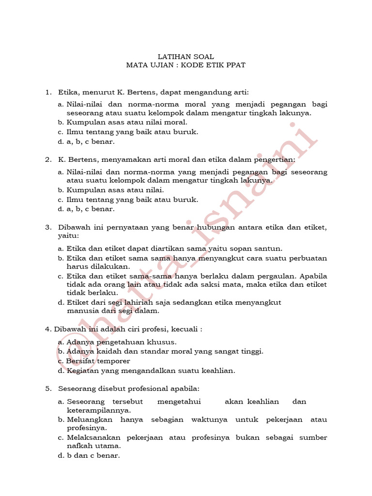 Latihan Soal Kode Etik PPAT New | PDF