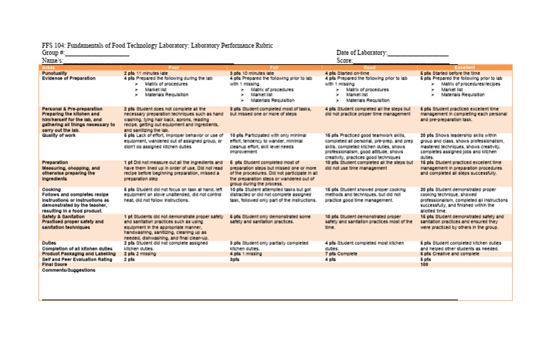 Lab Performance Rubric | PDF | Laboratories