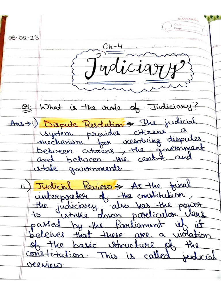 Civics CH 4 Judiciary Notes PDF | PDF
