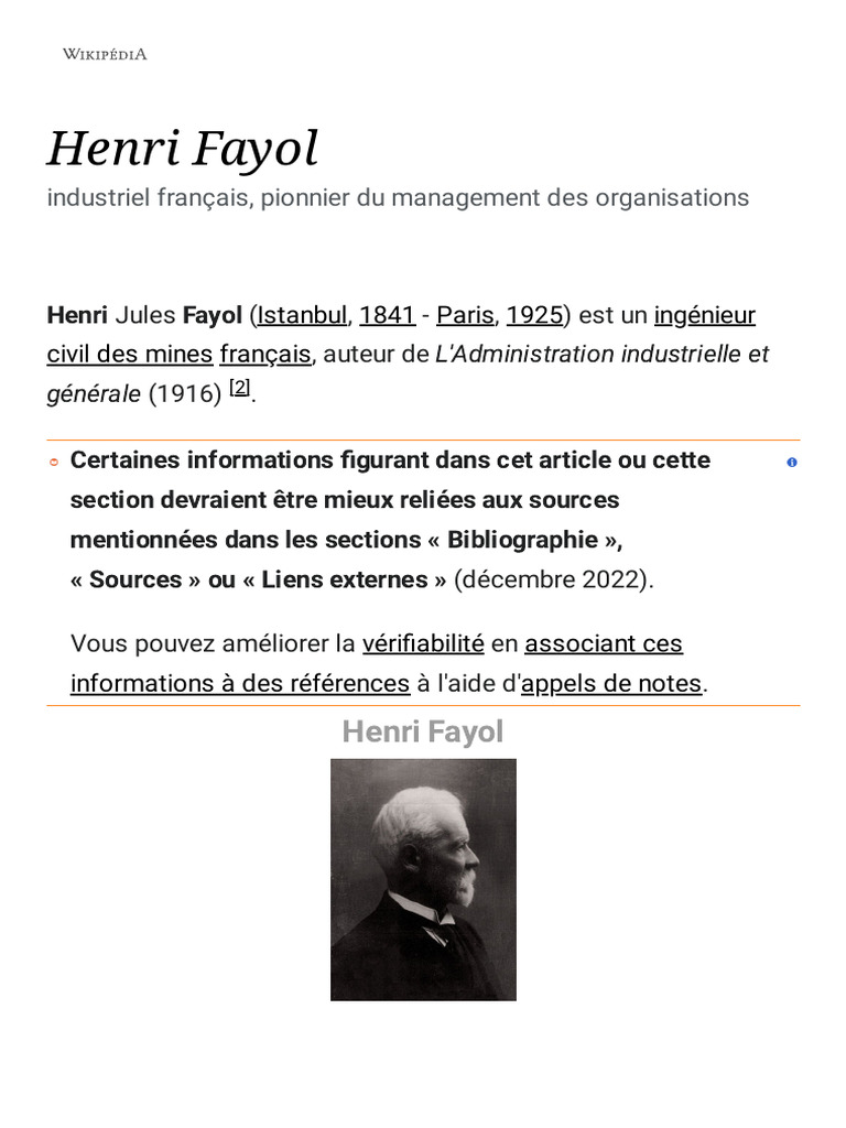 Henri Fayol : Pionnier du Management | PDF | Business | Économie
