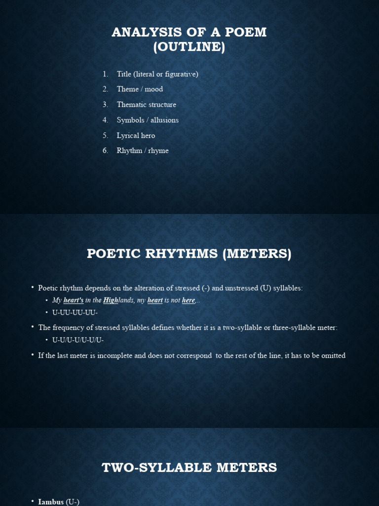 Poem Analysis + Meters | PDF