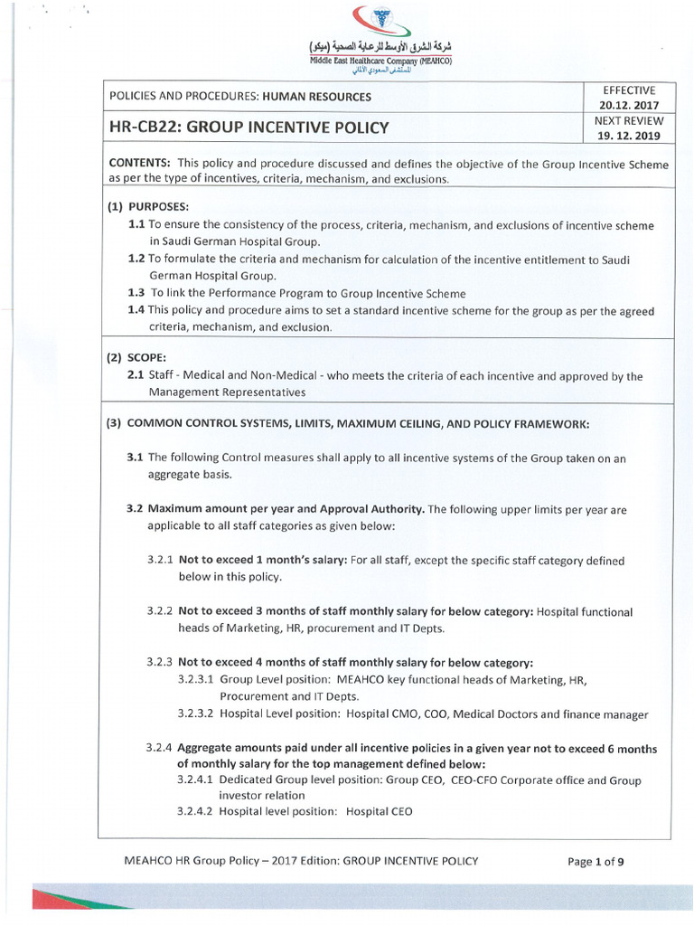 HR-CB22 GROUP INCENTIVE POLICY (1) | PDF
