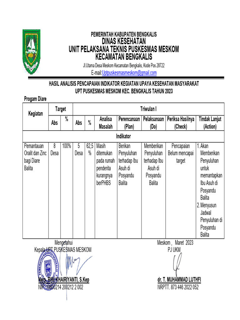 Pdca Analisis Pencapaian Target Diare | PDF