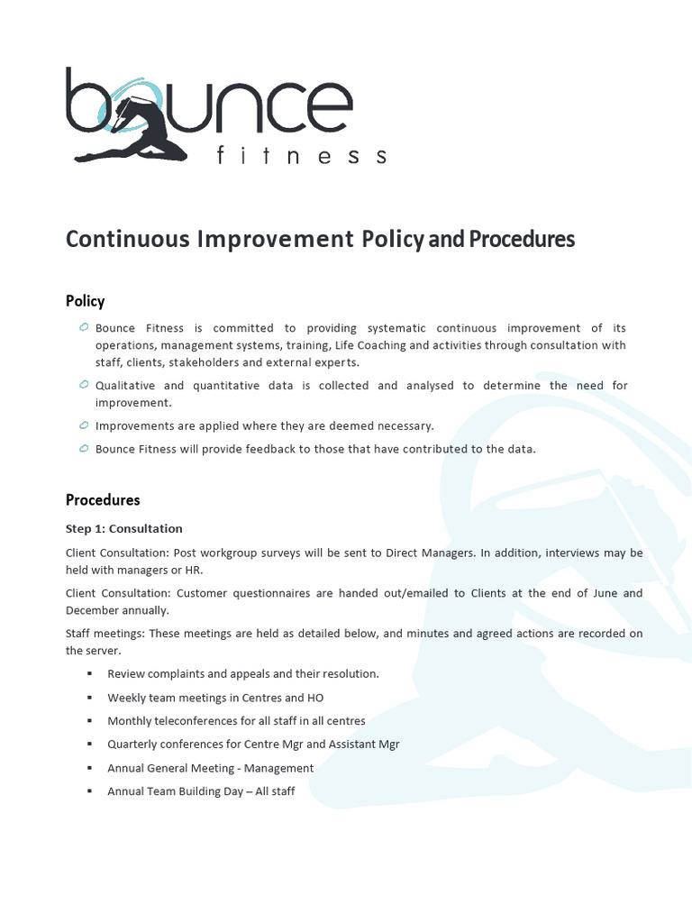 Bounce Continuous Improvement Policy and Procedures | PDF | Business