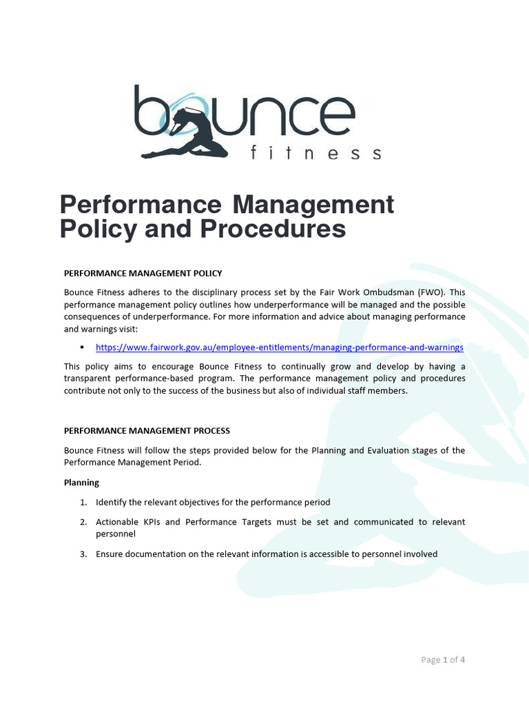 Bounce Fitness Performance Management Policy | PDF | Employment ...
