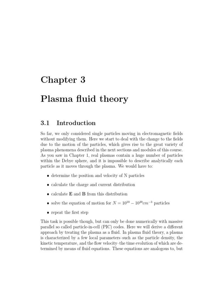 Plasma Fluid Theory | PDF | Plasma (Physics) | Momentum