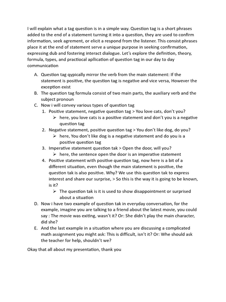 Understanding Question Tags in English | PDF