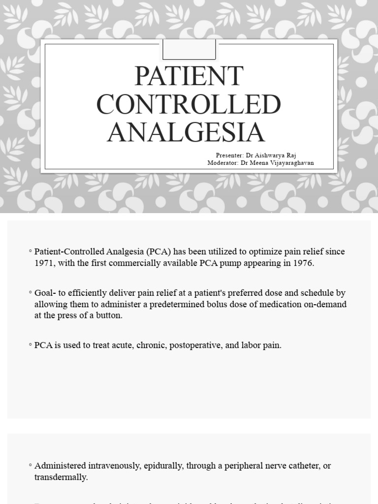 Patient Controlled Analgesia | PDF