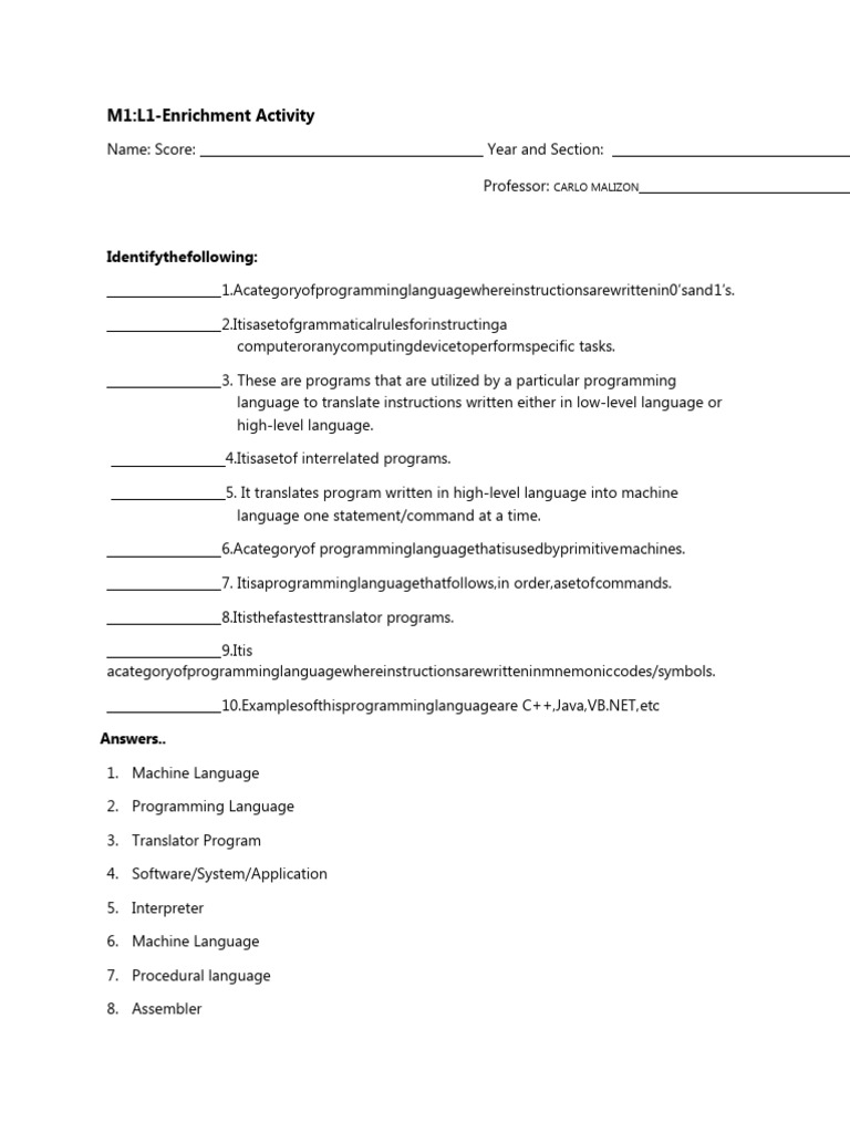 A Programming Exercises With Answers :) | PDF | Programming | Computer ...