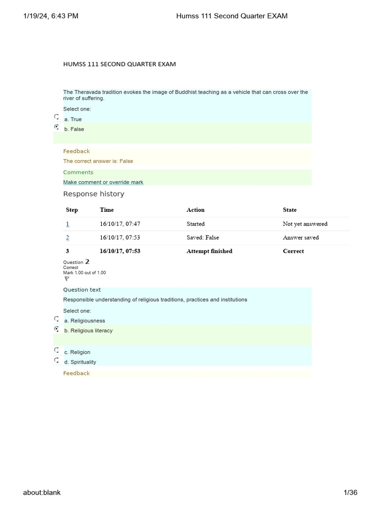 Humss 111 Second Quarter EXAM | PDF | Religious Belief And Doctrine ...