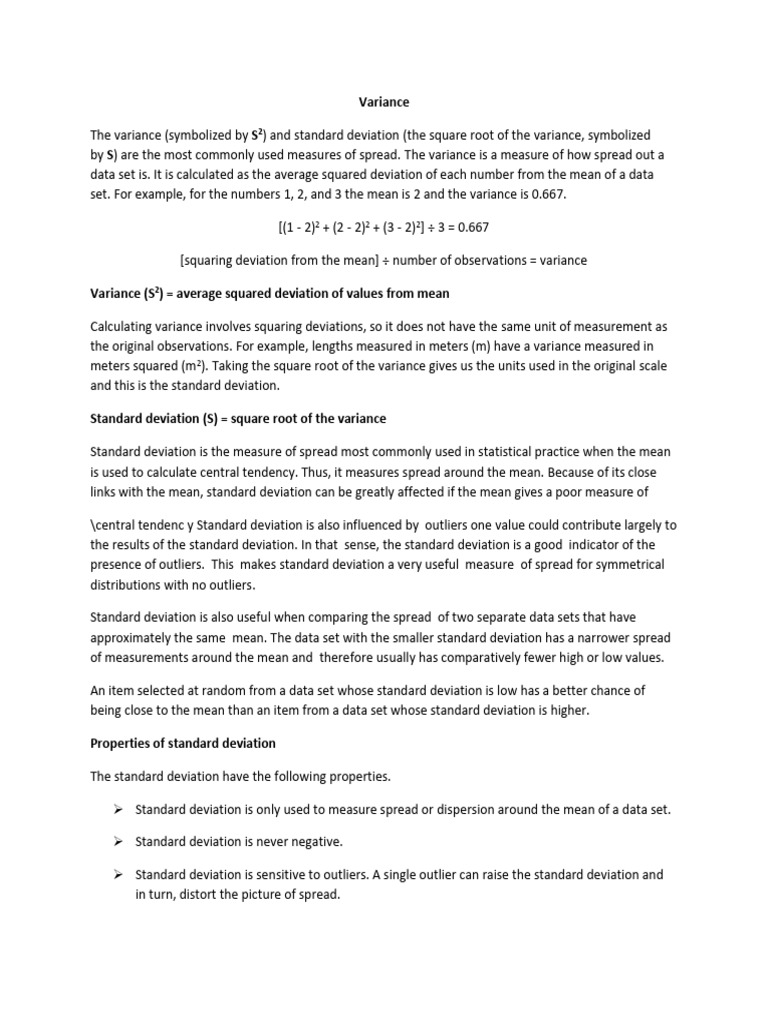 Variance | Download Free PDF | Standard Deviation | Variance