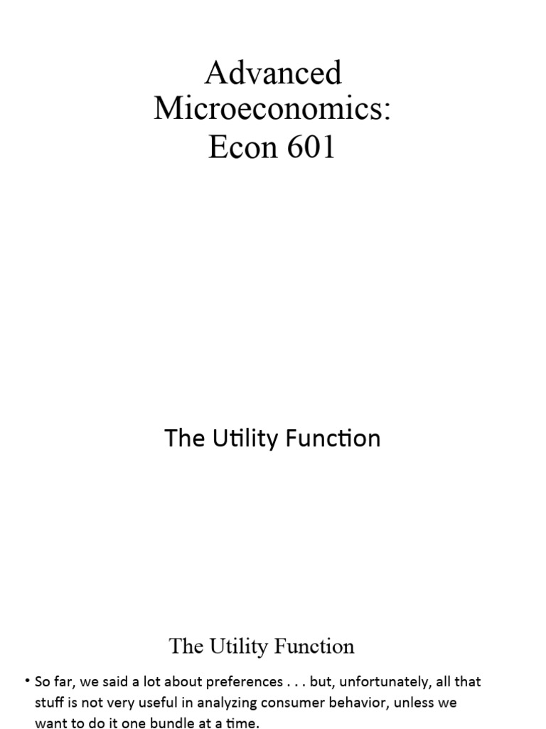 Graduate Micro Chapter 1 Utility Function Pdf Utility Monotonic Function