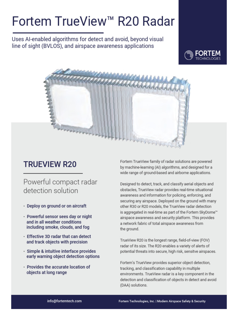 Fortem Trueview r20 Datasheet SXD | PDF | Radar | Artificial Intelligence