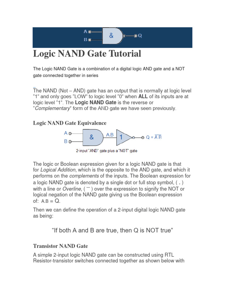Logic NAND Gate Equivalence | PDF