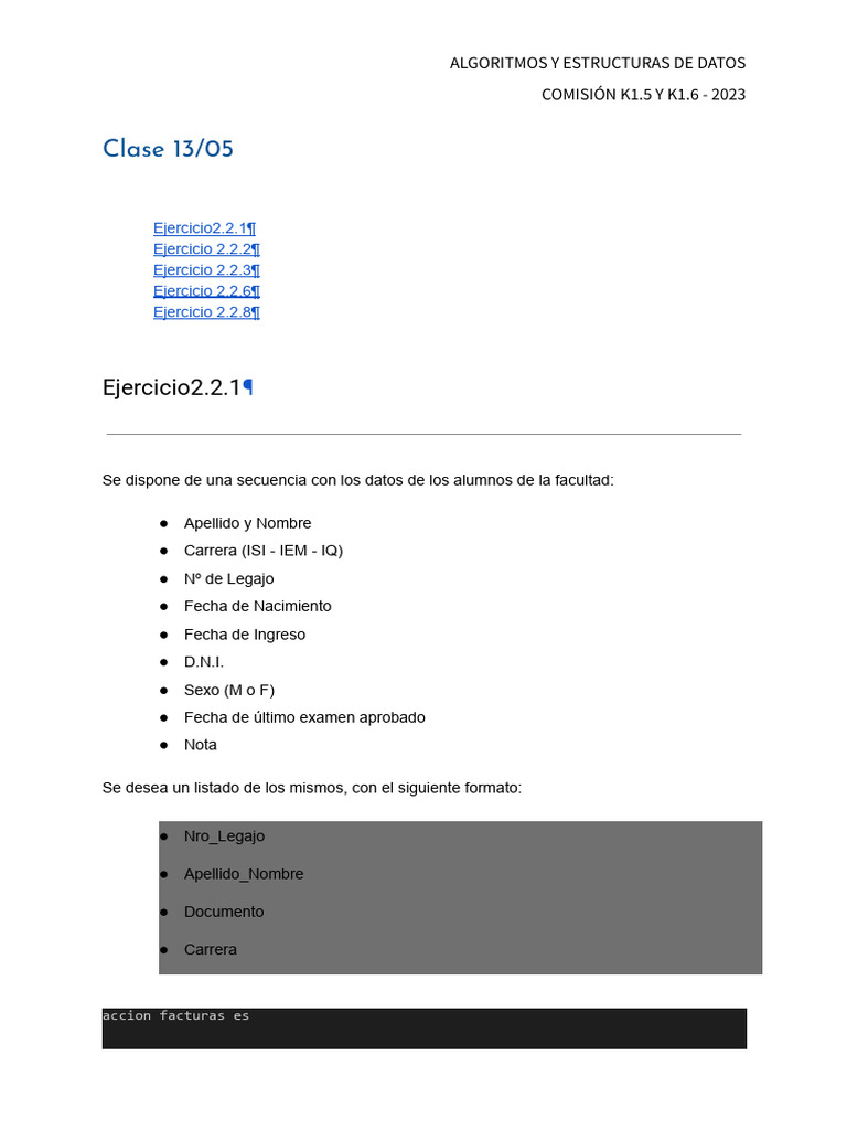 Ejercicios Clase 13 05 AED SABADOS 1 | PDF | Informática | Tecnologías de la información