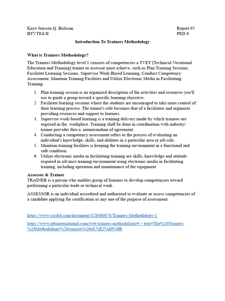 Introduction To Trainers Methodology Pdf