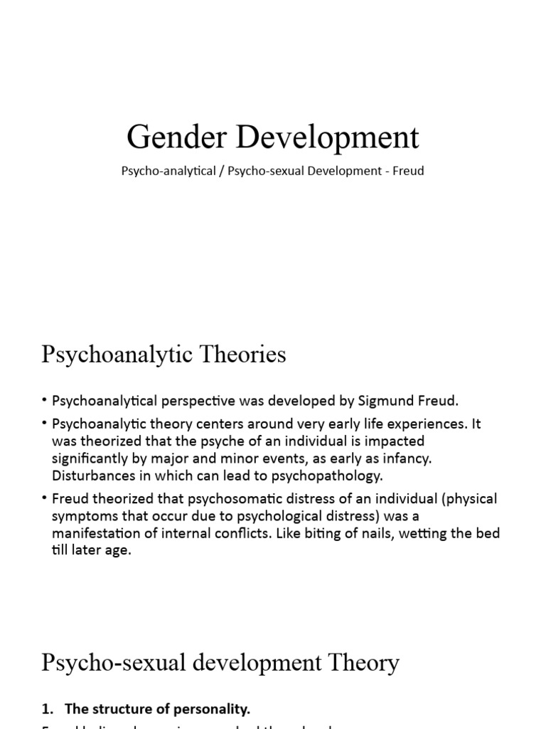 Freud - Psycho-Sexual Development of Gender | PDF | Id | Psychoanalytic ...