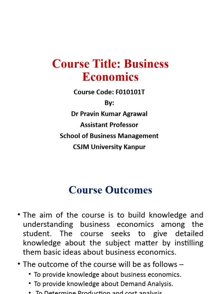 Economics PPT Unit I | PDF | Economics | Microeconomics