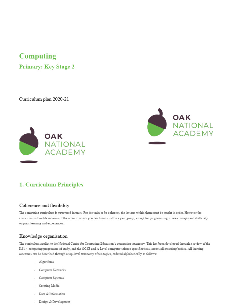 Oak 2021 Primary Ks2 Computing | PDF | Computing | 3 D Computer Graphics