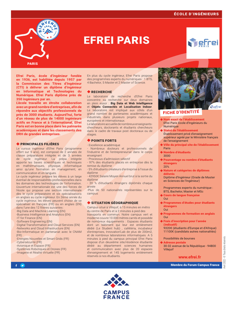 Diplôme d'Ingénieur à Efrei Paris | PDF | Ingénieur | Doctorat