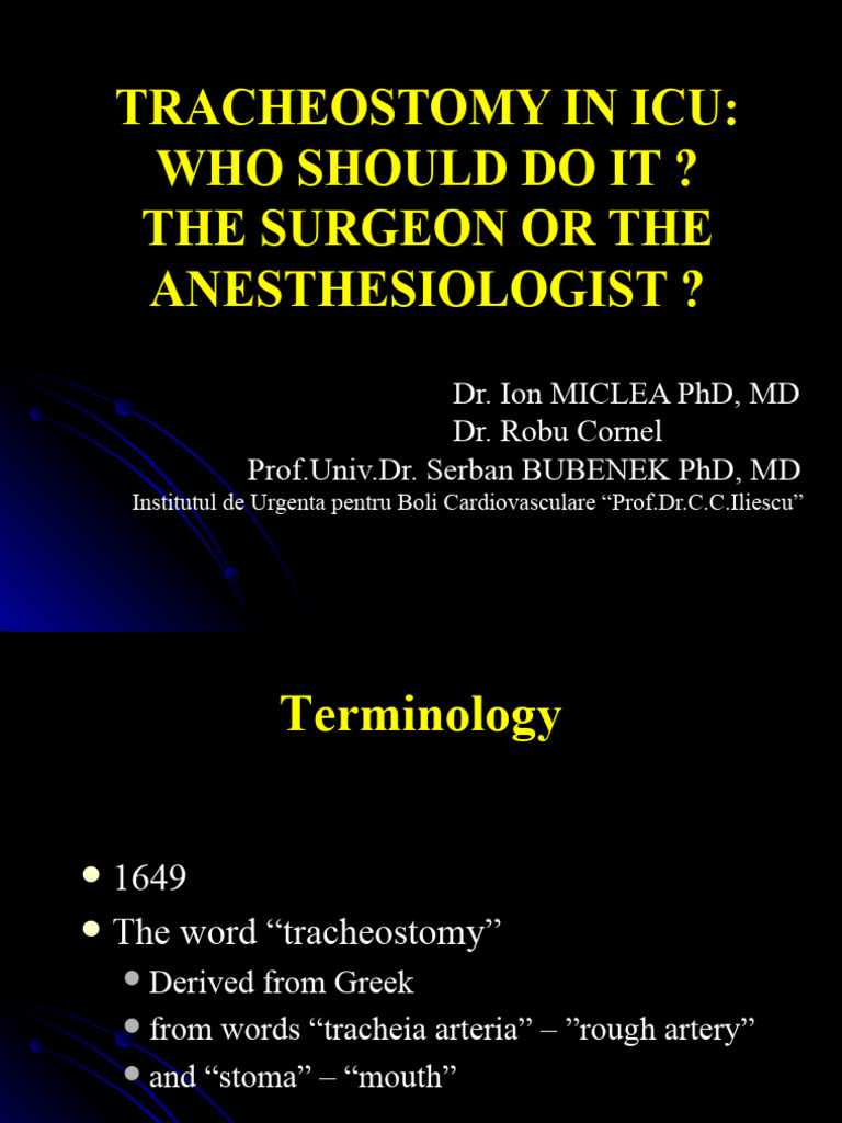 Tracheostomy in Icu | PDF | Medicine | Surgery