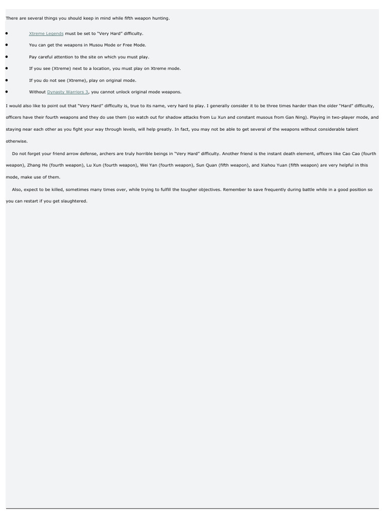 Tips for Fifth Weapon Hunting in Xtreme Legends | PDF | Han Dynasty | Three Kingdoms