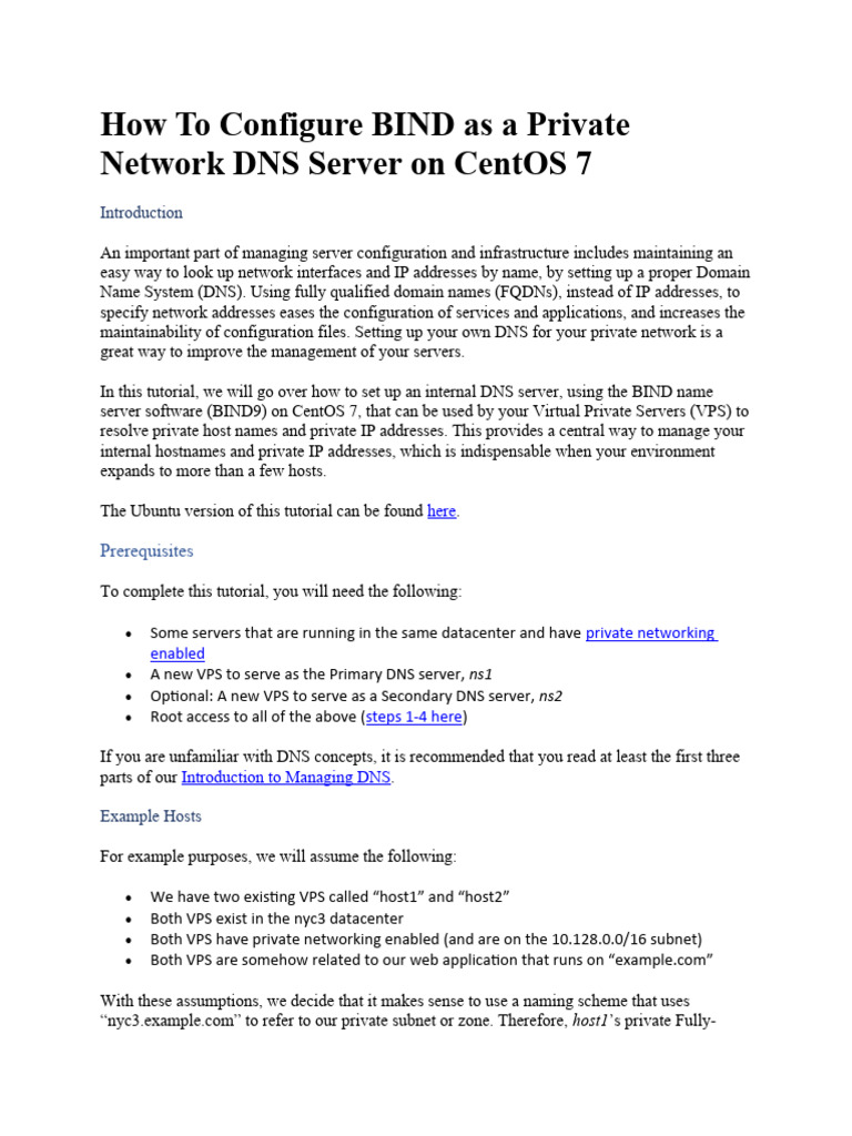 How To Configure BIND, NTP As A Private Network Server On CentOS | PDF | Domain Name System ...