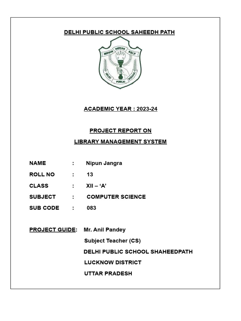 Nipun Comp Project | PDF | System | Verification And Validation