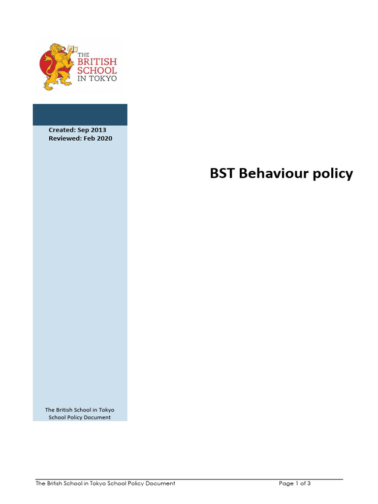 BST School Policies Behaviour Policy February 2020 | PDF | Behavior ...