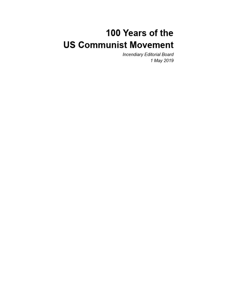 100 Years of The US Communist Movement | PDF | Communism | Communist ...