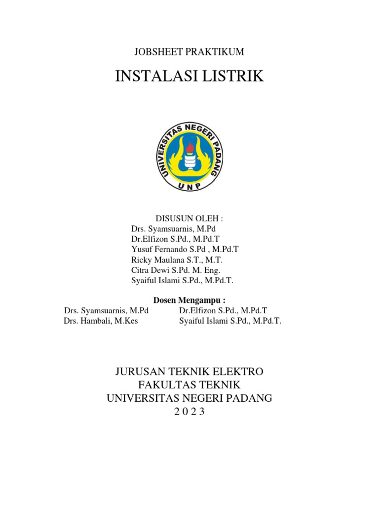 Jobsheet Instalasi Listrik 2023 | PDF