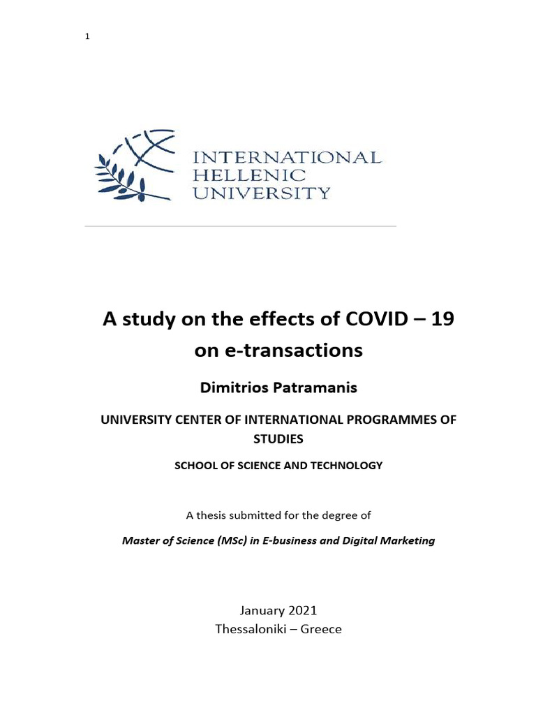 A Study On The Effects of COVID On E-Commerce and E-Transactions - Dissertation FINAL | PDF | E ...