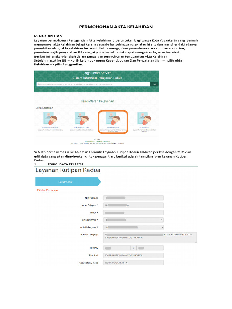 Panduan Permohonan Penggantian Akta Kelahiran | PDF