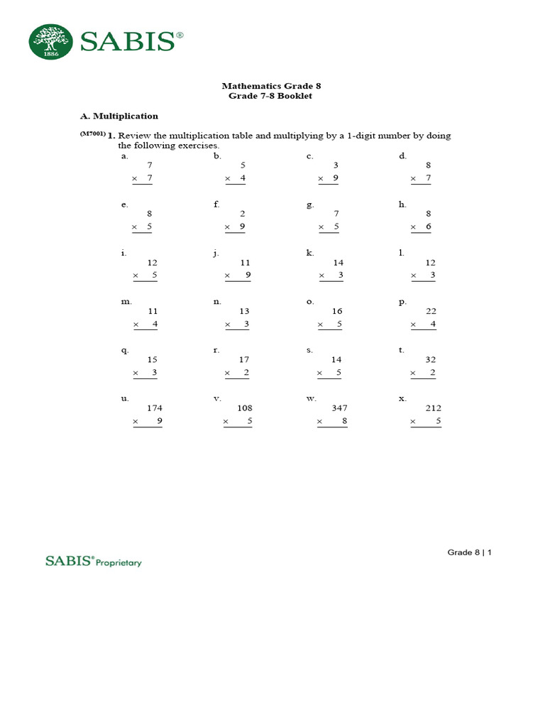 Grade 8 Mathematics Workbook | PDF | Discrete Mathematics ...
